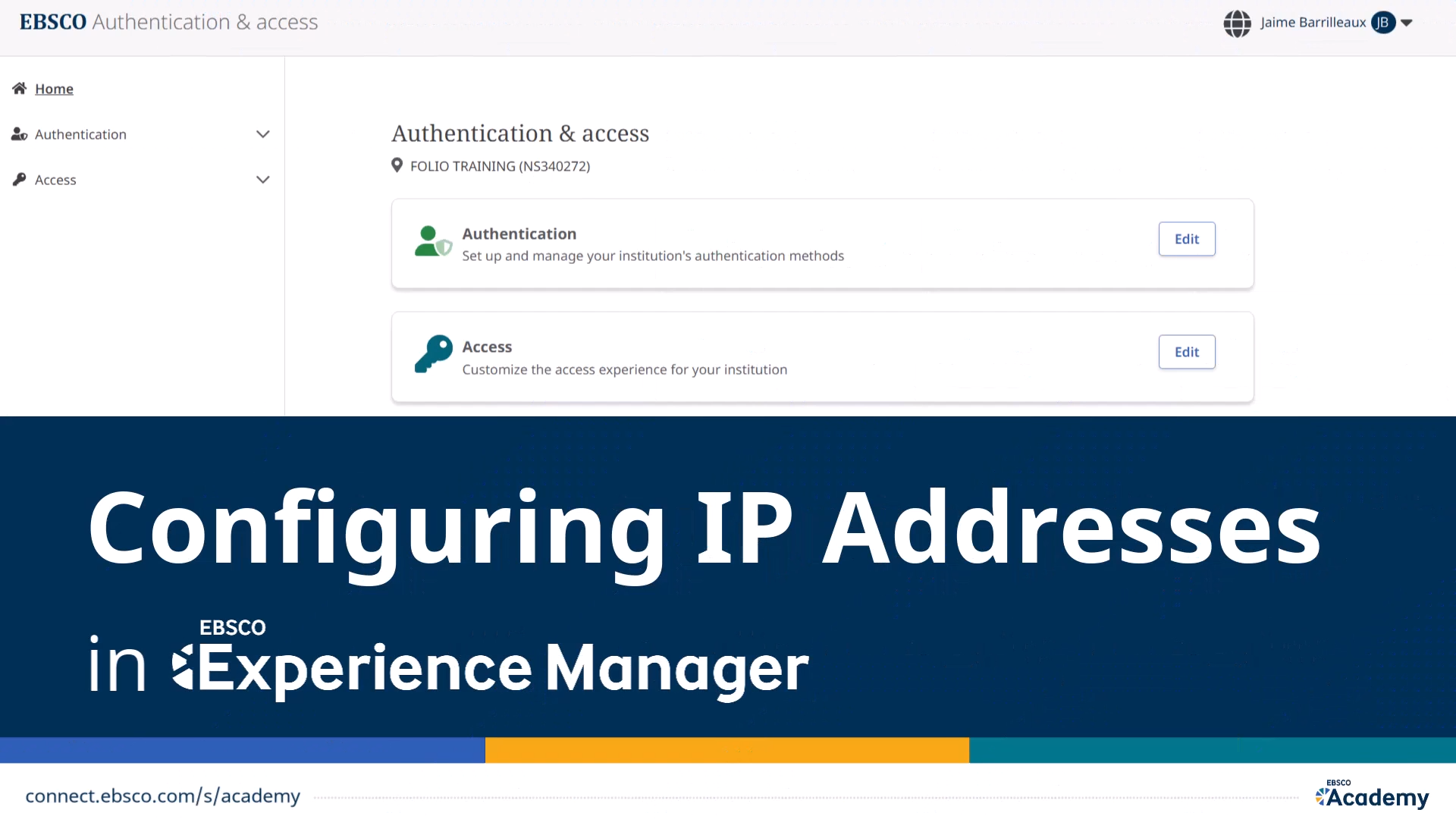 如何在 EBSCO Experience Manager 中配置 IP 身份验证