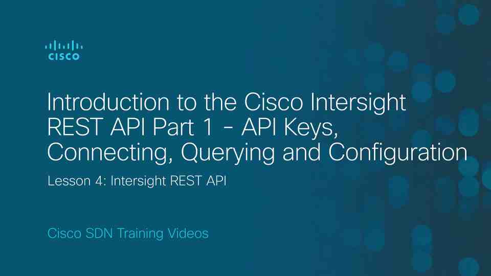 Lesson 4: Intersight REST API