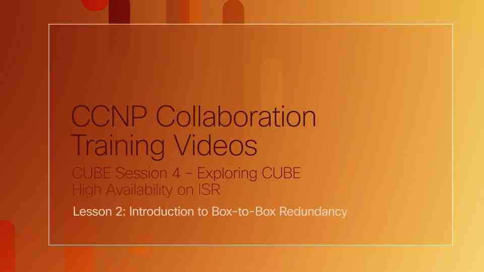 Lesson 2: Introduction to Box-to-Box Redundancy
